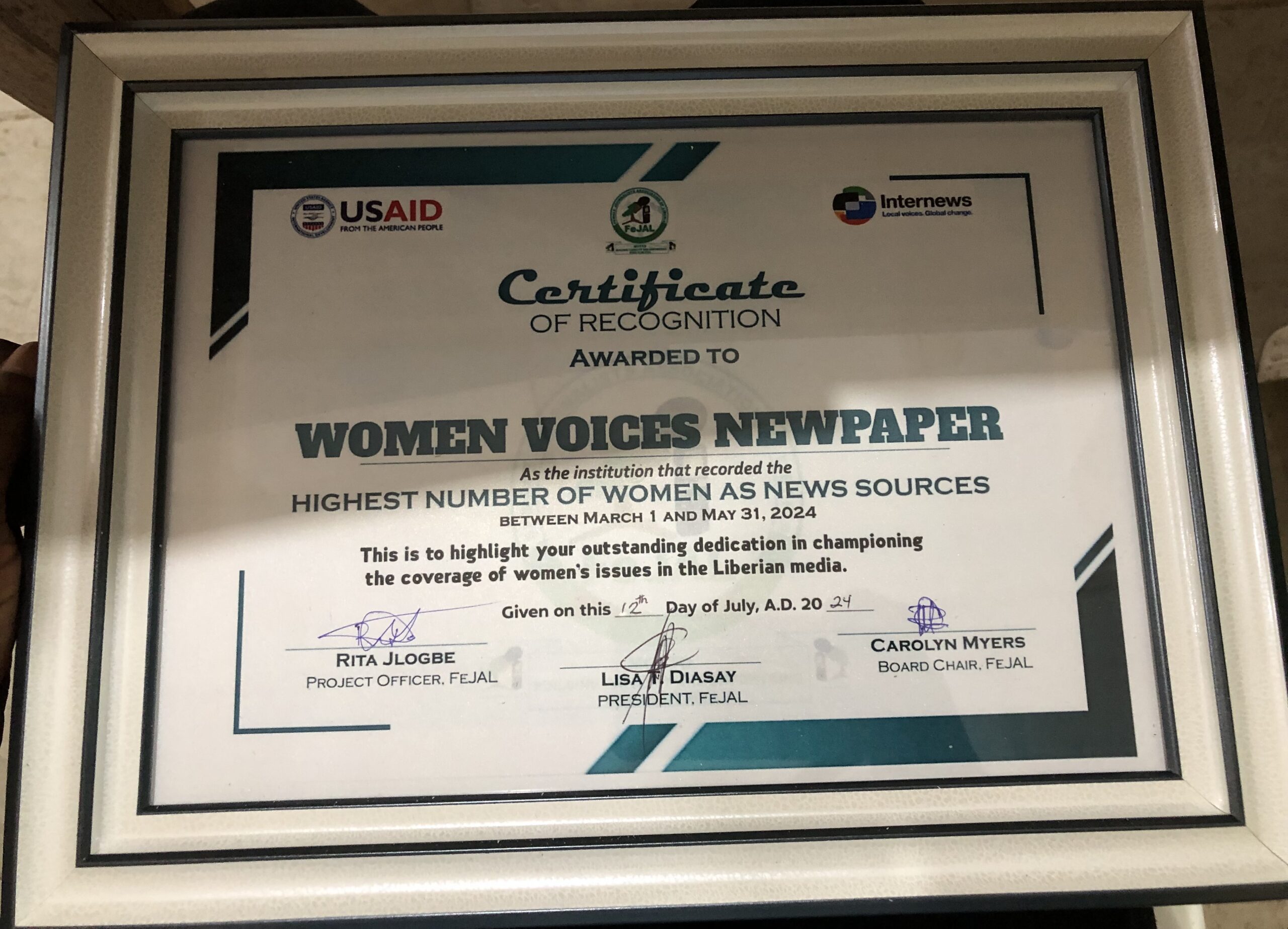 WomenVoices Honored For Championing Women’s Issues - Women Voices Newspaper